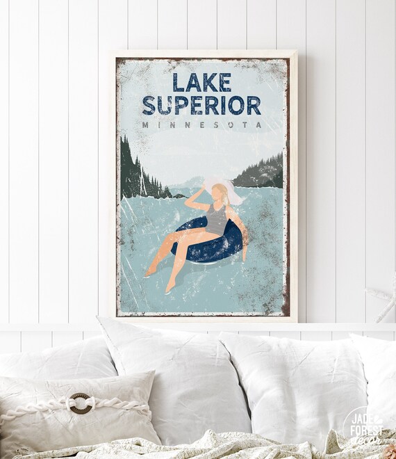 Vintage Lake Superior Sign Custom Coastal Art Print - Etsy
