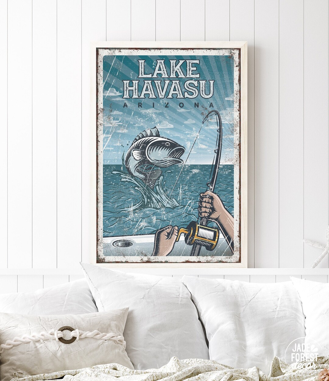 Lake Havasu Bass Fishing Sign > Personalized Lake Poster, Largemouth ...