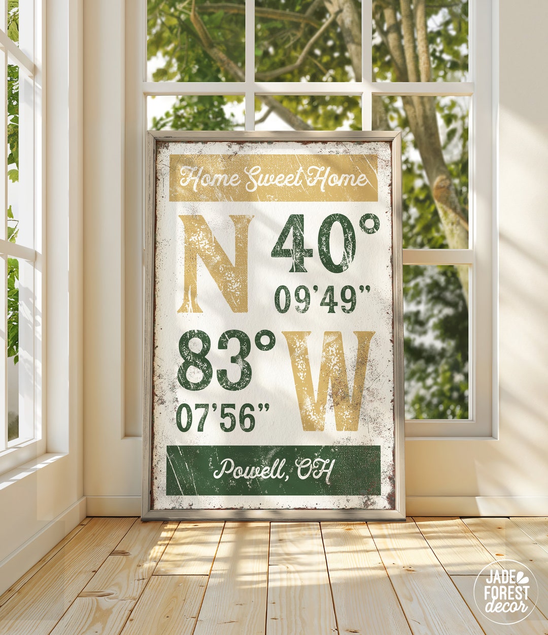 Vintage COORDINATES Sign, Home Sweet Home Poster, GPS Coordinates ...