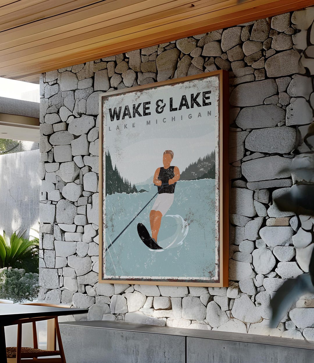Personalized Water Ski Sign: Vintage Lake Michigan Decor - Etsy