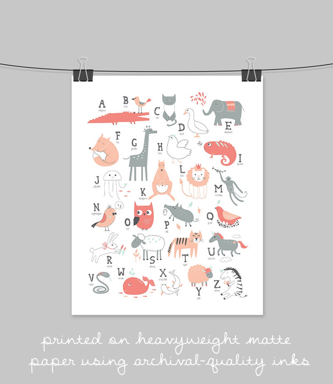 Coral Alphabet Sign / Wall Art Print / Letters, Animal ALPHABET Poster ...