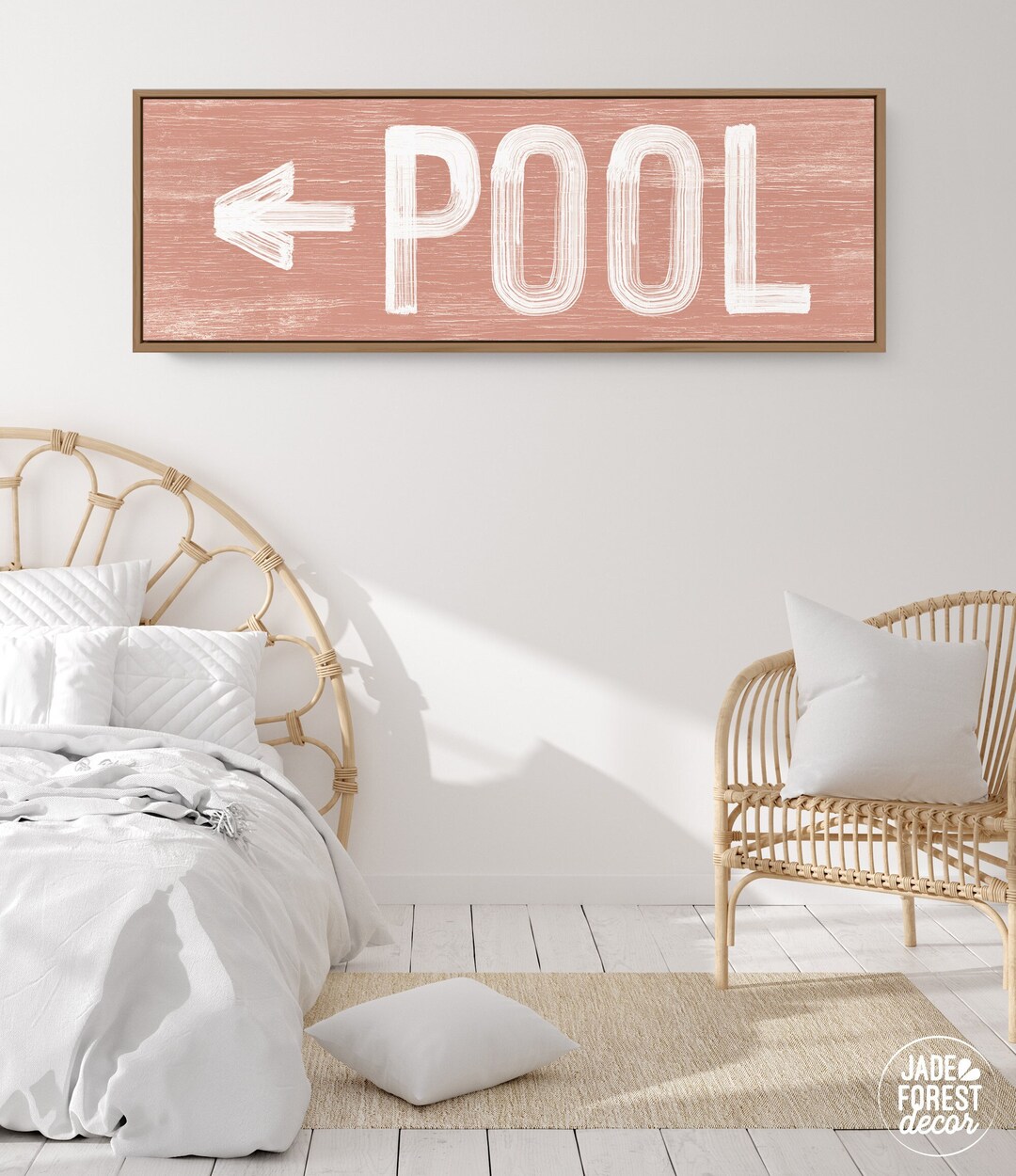 Large POOL Sign With Arrow, Vintage Pool Directional Art, Coral Pink ...