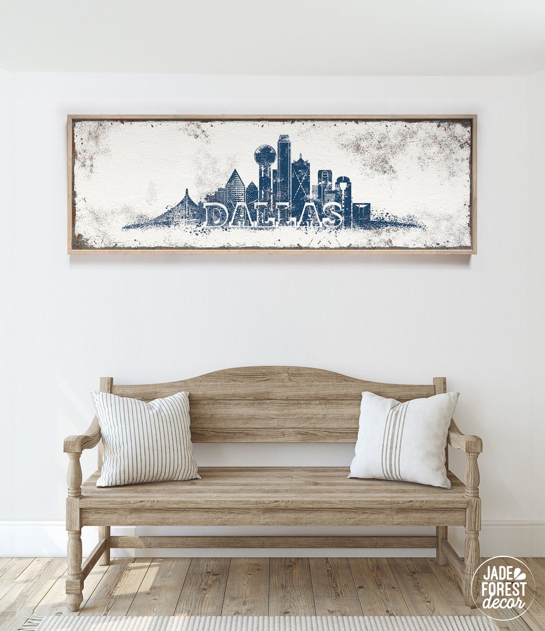 Dallas SKYLINE Sign > Navy Blue Texas Wall Art Print for Modern ...
