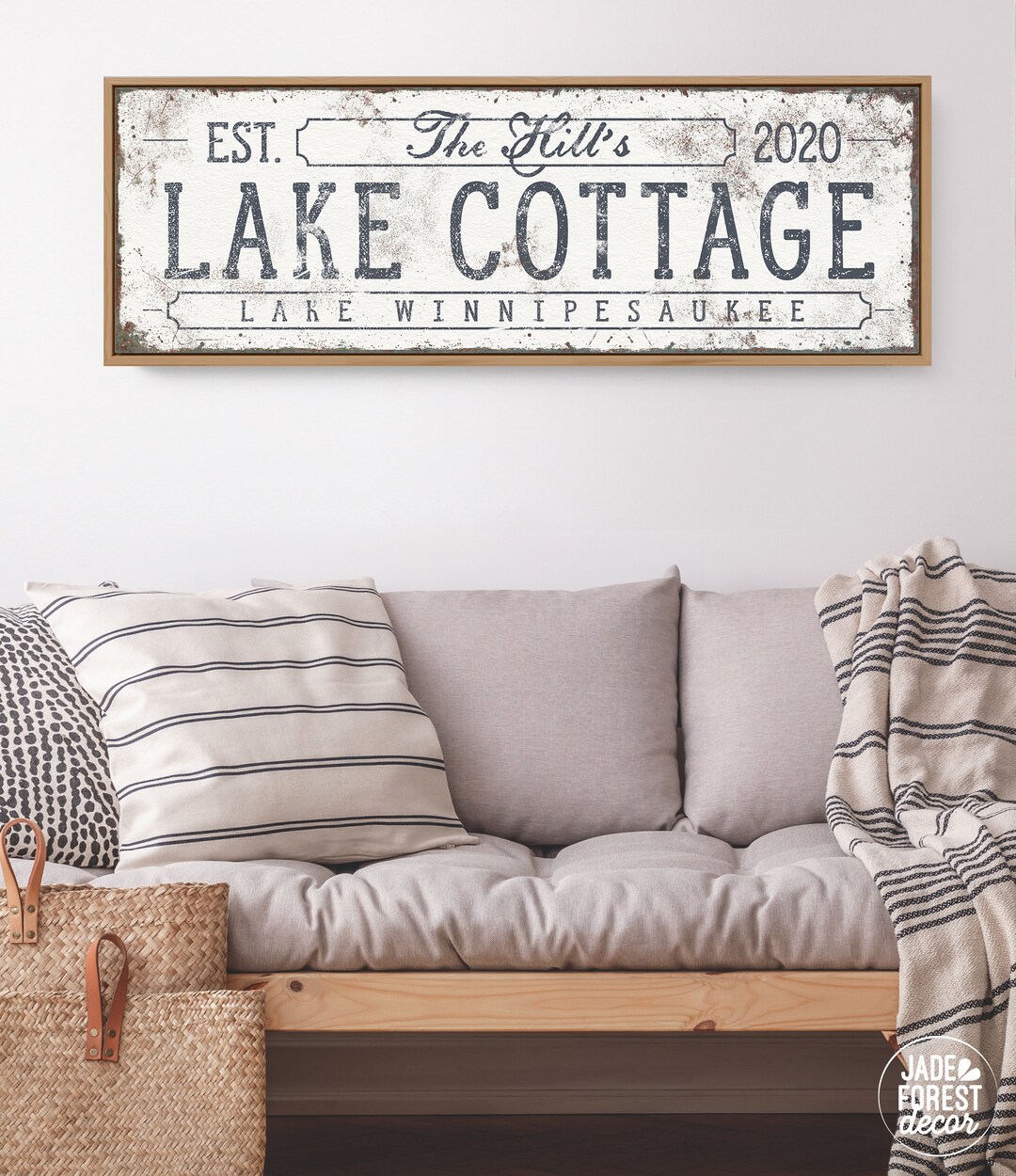 Custom LAKE COTTAGE Sign • personalized Hale Lake House Decor • White ...