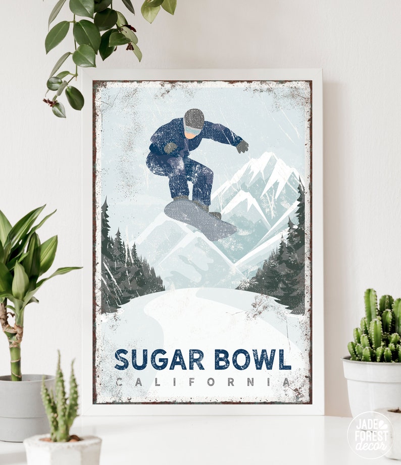 Vintage Snowboarding Poster Distressed Winter Mountain - Etsy