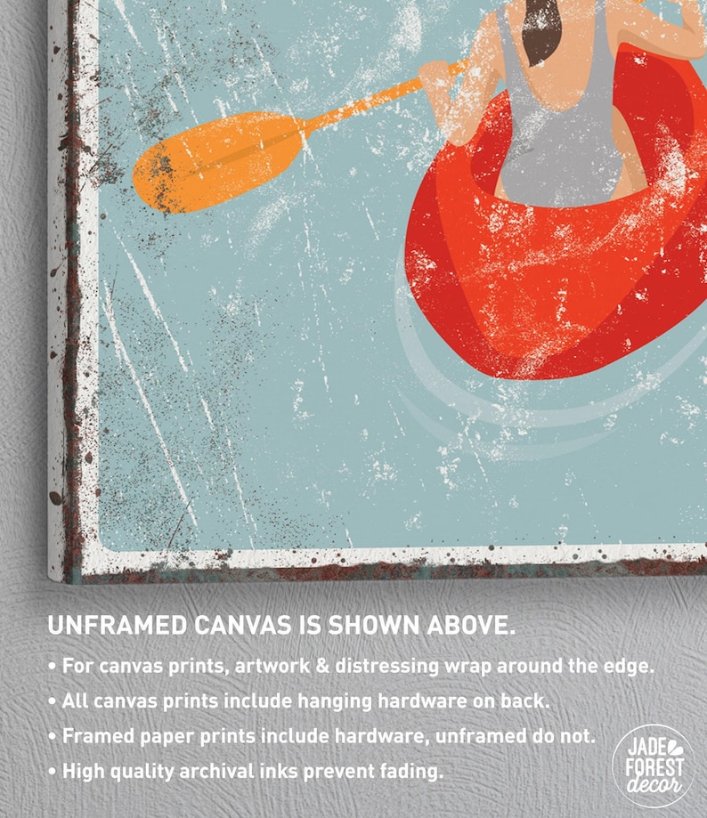 Lake Life Wall Art: Vintage Kayak Poster (custom Text & Colors) - Etsy