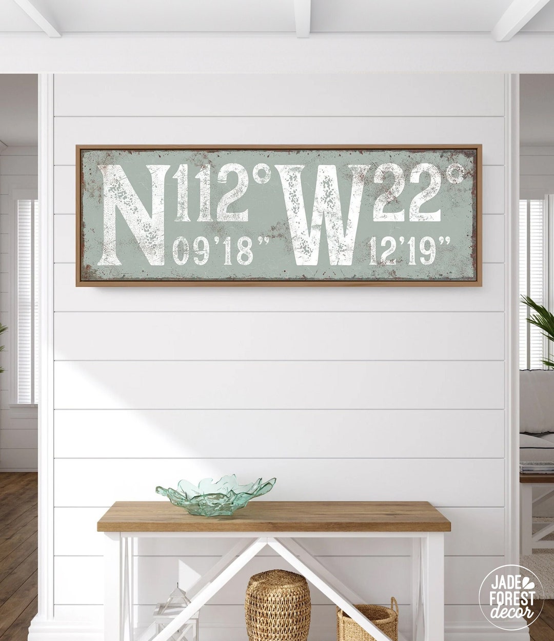 Custom GPS Coordinates Sign for Porch or Lanai, Sage Green Vintage ...