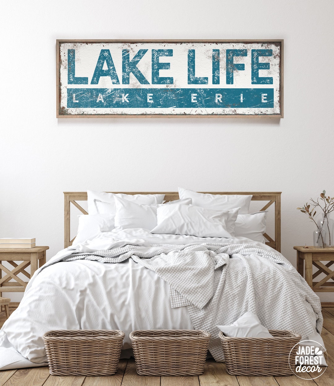 Vintage Lake Erie Sign • personalized LAKE LIFE Canvas • teal Lake ...