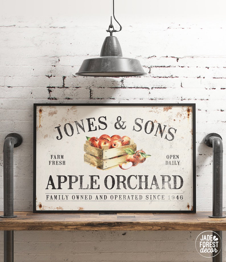 Personalized APPLE ORCHARD Sign custom Vintage Fall Decor | Etsy