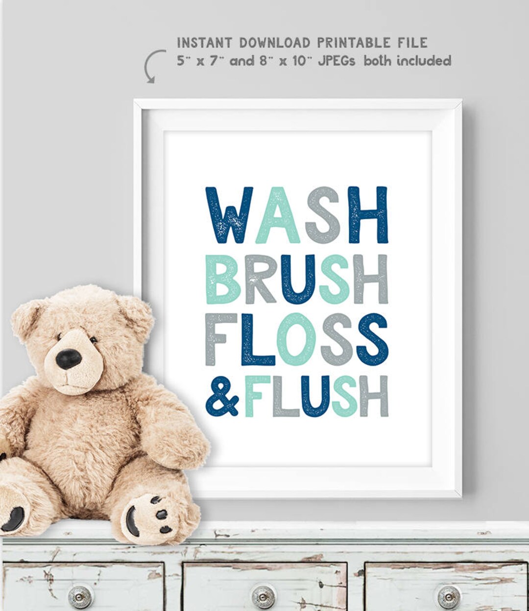 Wash Brush Floss & Flush Poster / Wall Art Print DIY / - Etsy