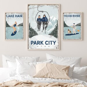 Vintage WAKE & LAKE Sign > Personalized Water Skiing Poster for Lake ...