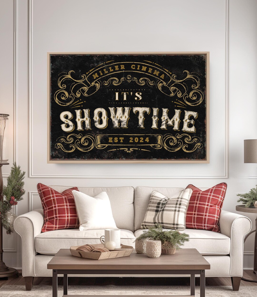 Modern Home Theater Signs, Showtime Theater Canvas Sign, Gift for ...