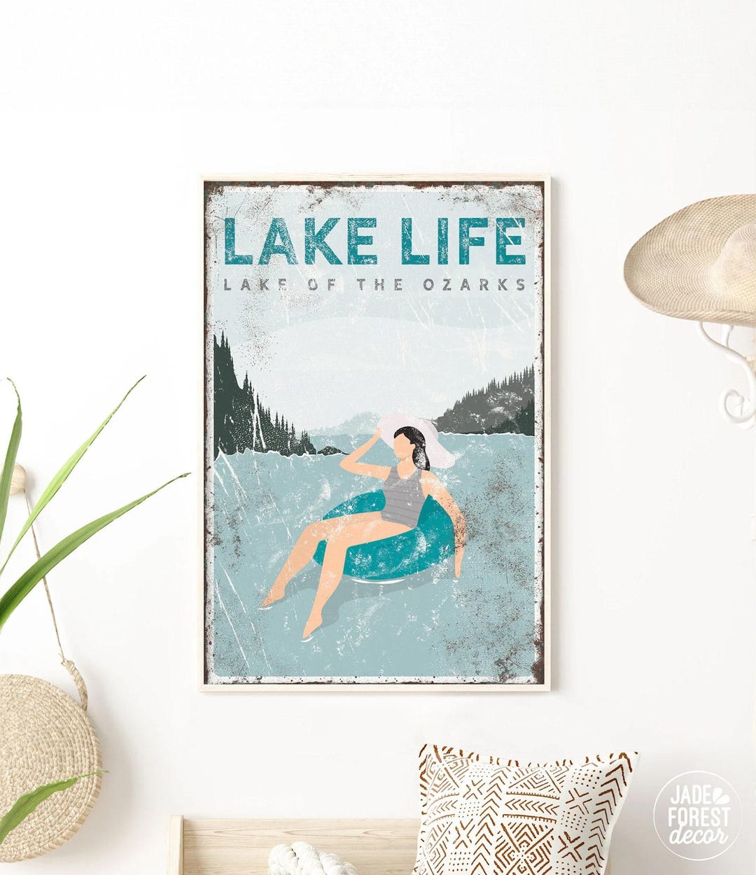 Teal Blue LAKE LIFE Sign > Lake of the Ozarks Poster, Custom Lake House ...