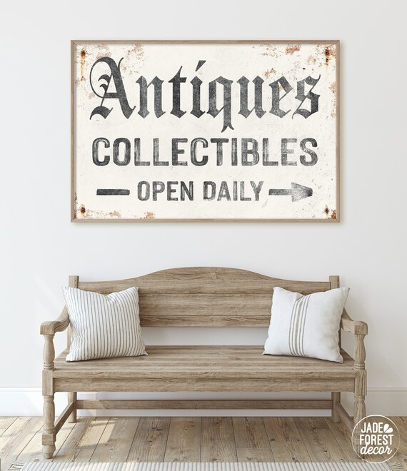 Vintage ANTIQUES COLLECTIBLES Sign Custom Arrow Wall Art - Etsy