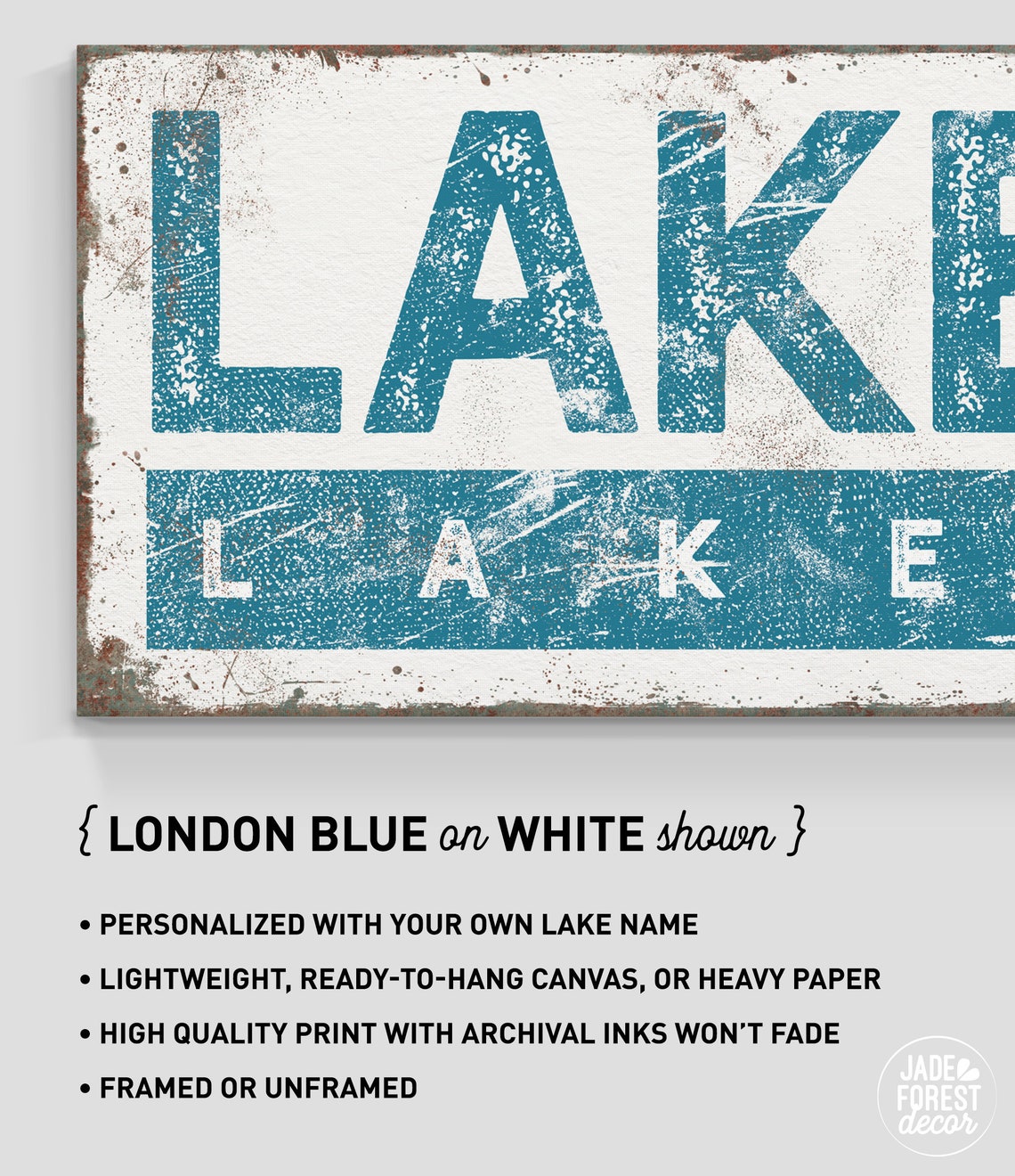 Vintage Lake Erie Sign personalized LAKE LIFE Canvas teal | Etsy