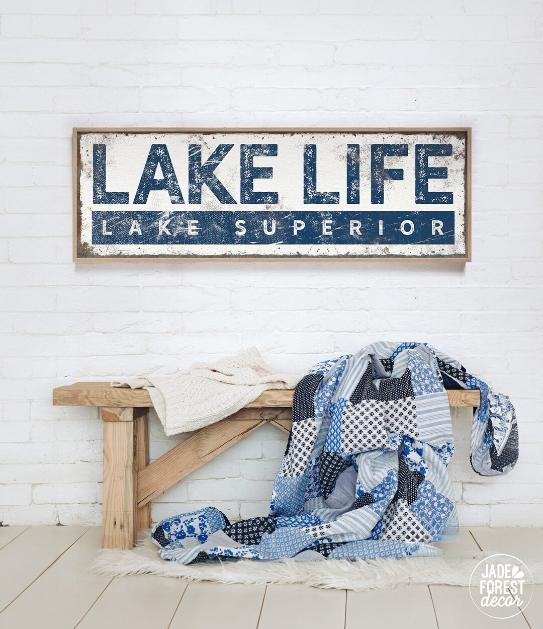 Nautical LAKE LIFE Sign • navy Blue Lake House Wall Art Print ...
