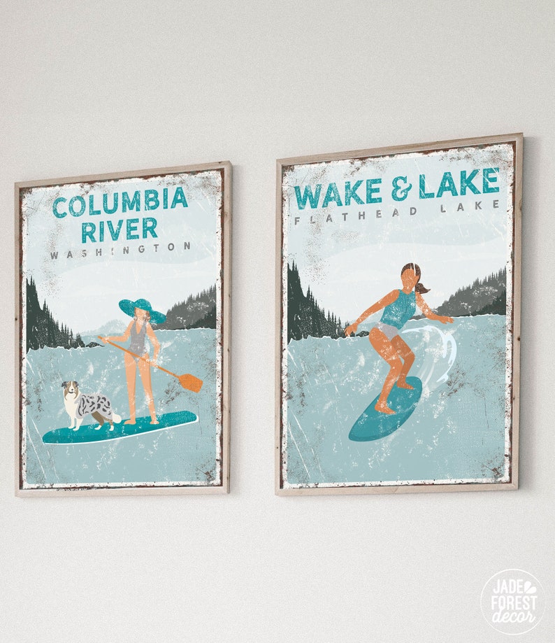 Navy LAKE LIFE Sign Personalized Paddleboarding Poster - Etsy