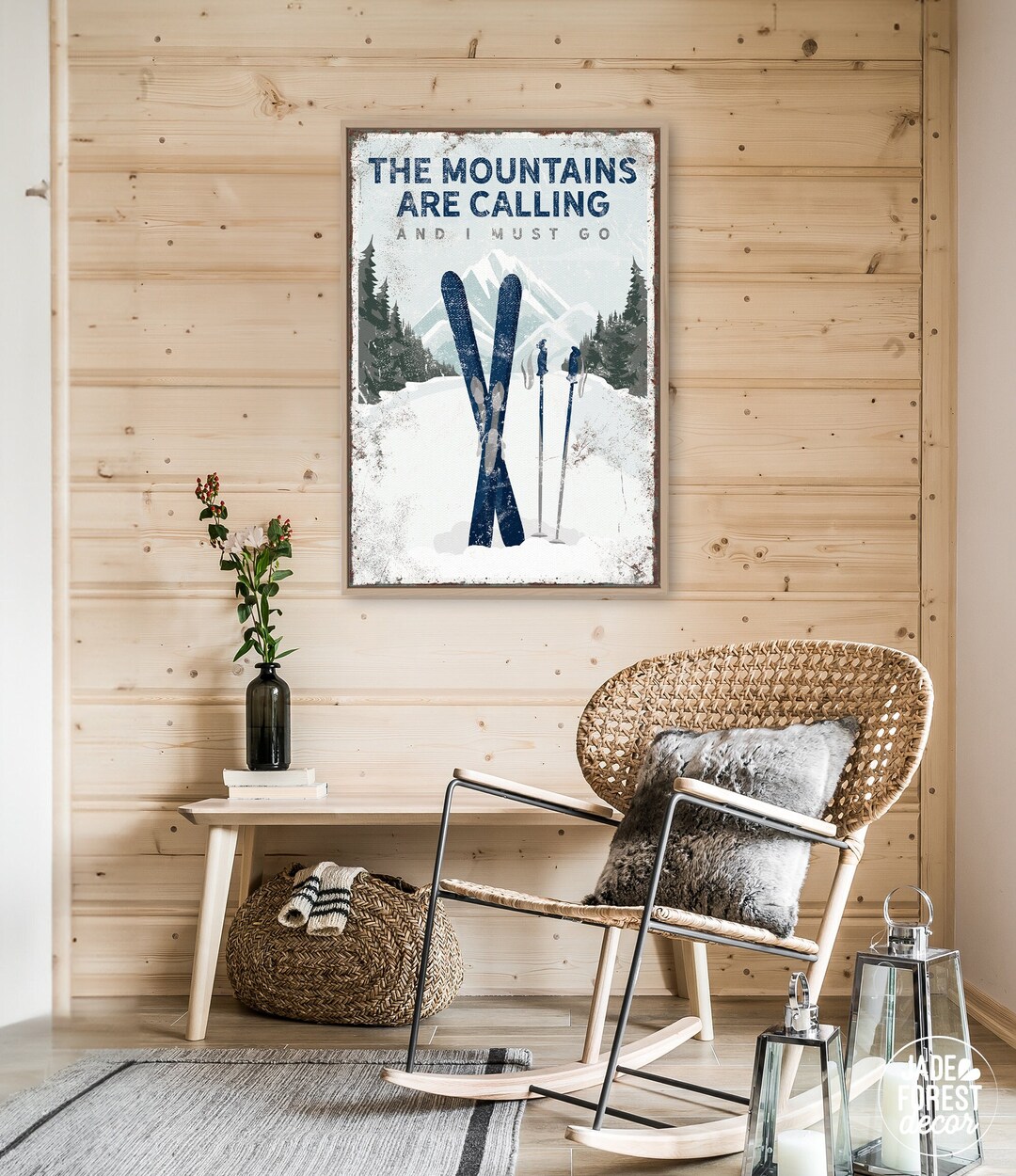 The MOUNTAINS ARE CALLING Poster, Custom Ski Mountain Wall Art, Ski ...