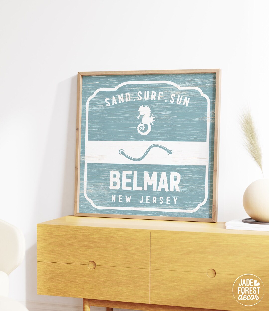 Retro Beach Badge Wall Sign: Tide Blue, Belmar New Jersey - Etsy
