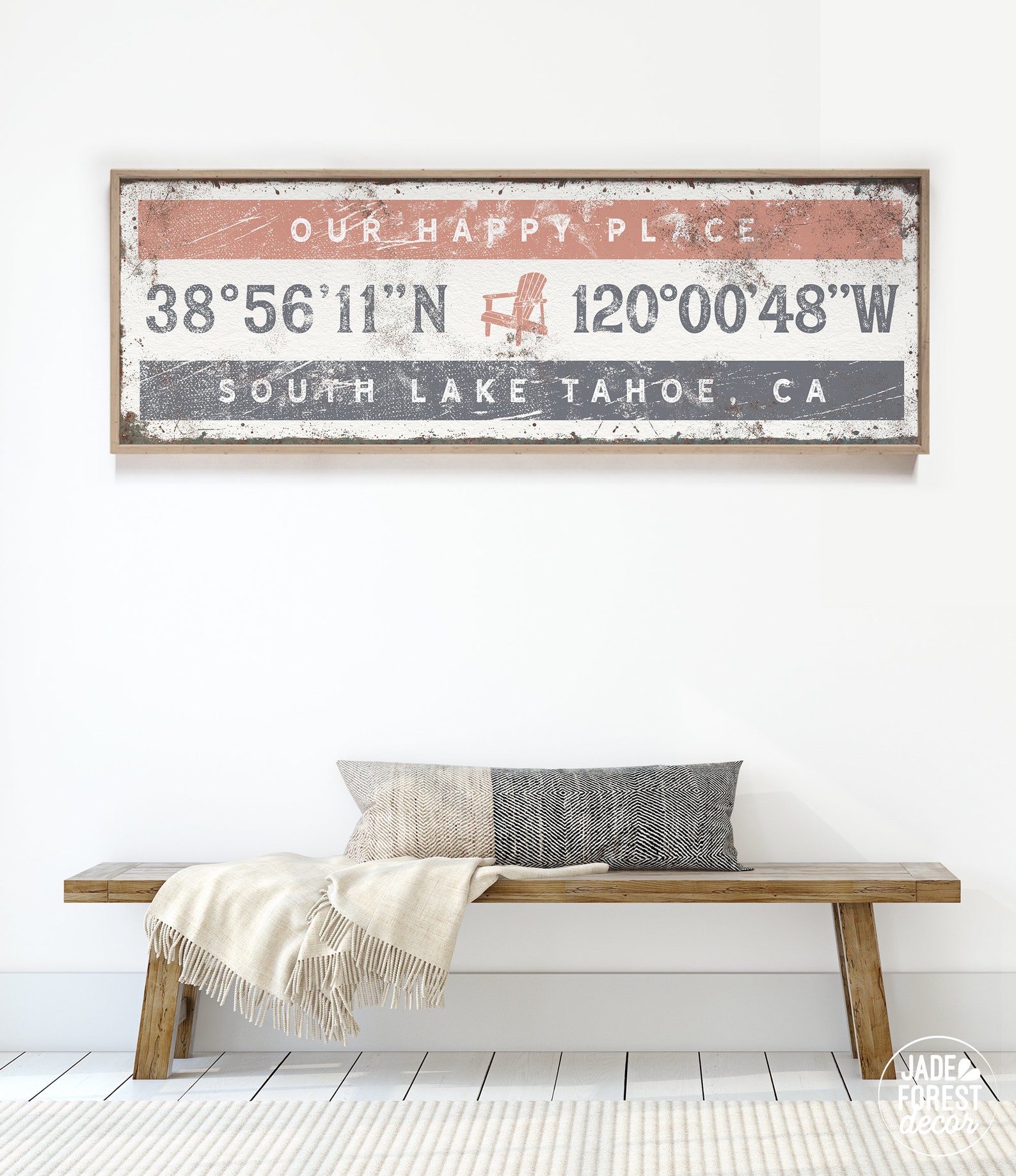 Nautical COORDINATES Sign Vintage Art Print Old, Boat Oars, Gray Blue ...