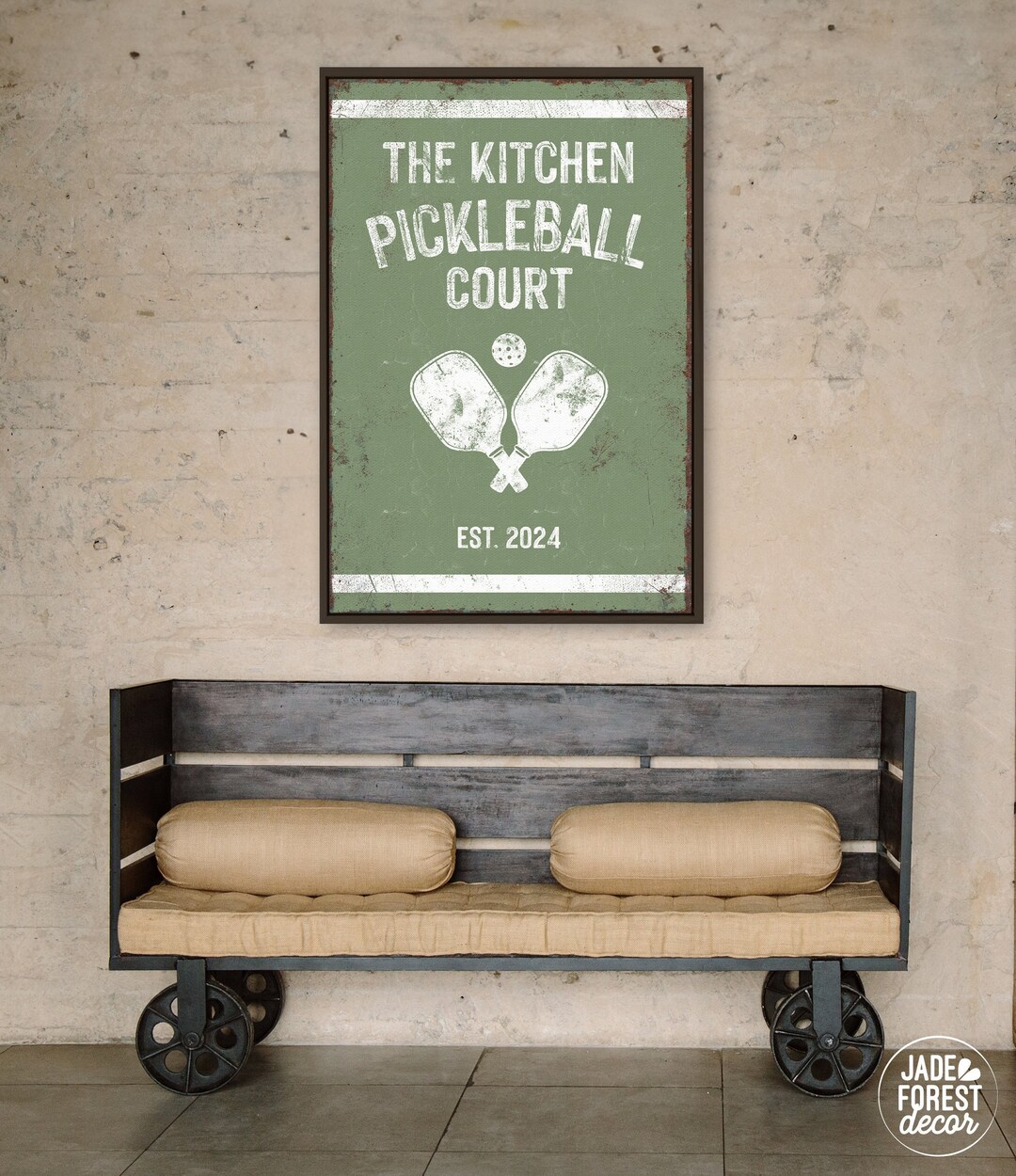 Custom PICKLEBALL GIFT, Personalized COURT Sign With Paddles, Green and ...