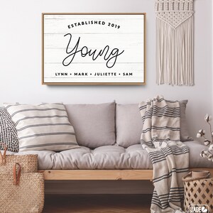 Boho LAST NAME Sign, Canvas Farmhouse Print, Custom Rustic Family Name ...