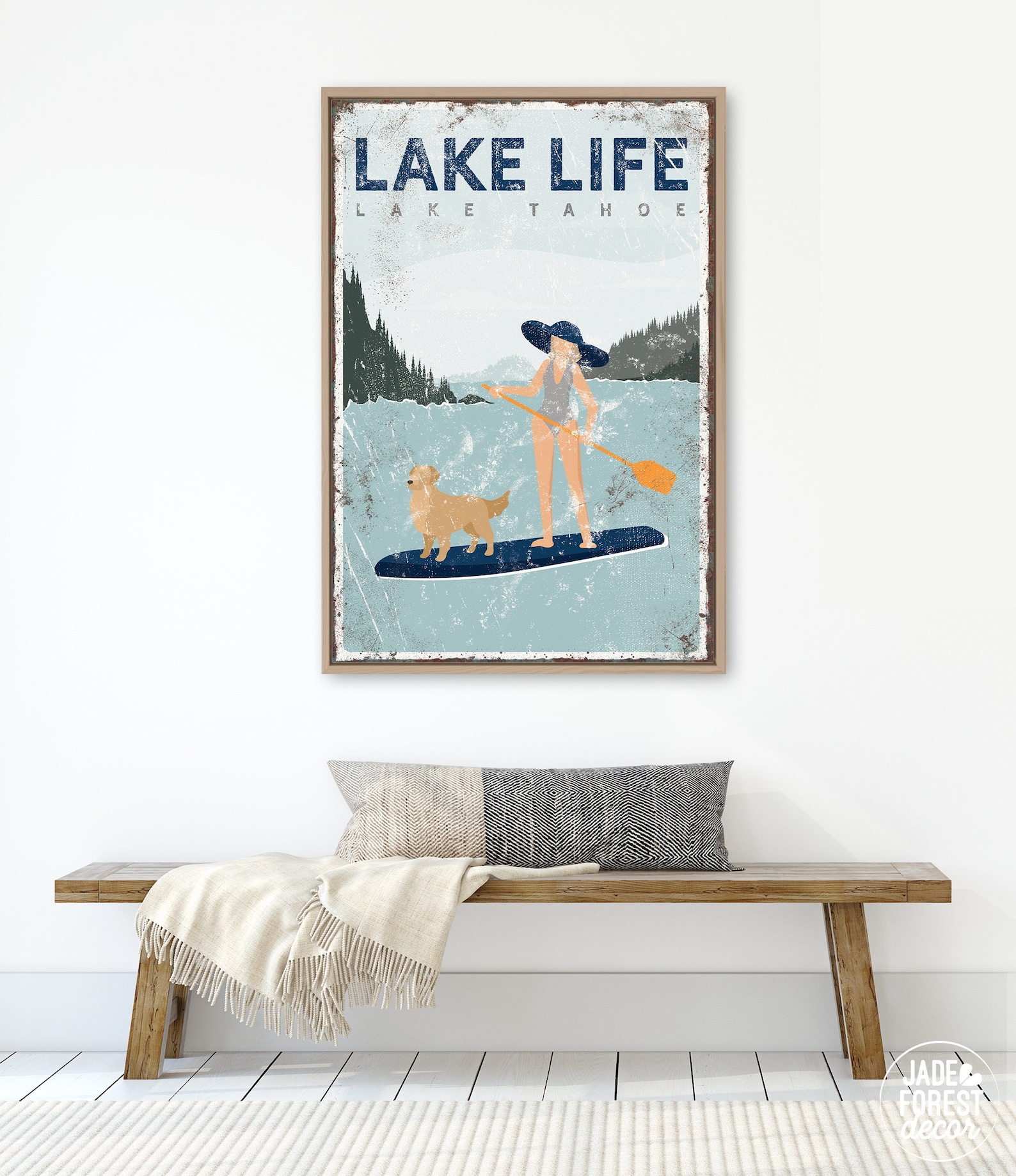 Navy LAKE LIFE Sign With Personalized Dog Paddleboarding - Etsy