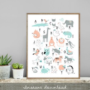 Mint Alphabet Sign / Wall Art Print DIY / Letters Animal | Etsy