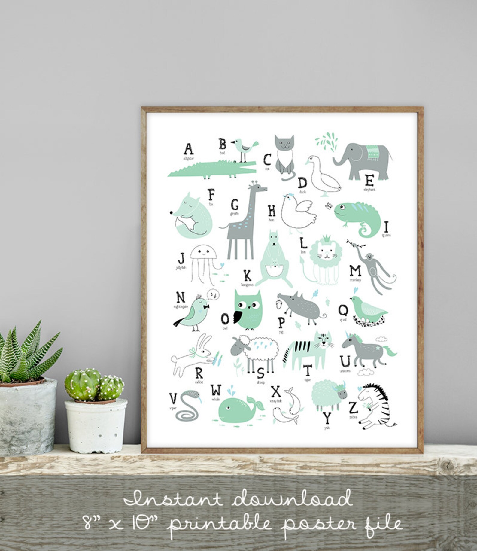 Teal and Peach Alphabet Sign / Wall Art Print DIY / Letters - Etsy