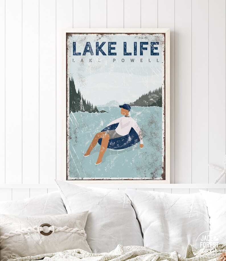 Vintage LAKE LIFE Sign Personalized Orange Lake House | Etsy