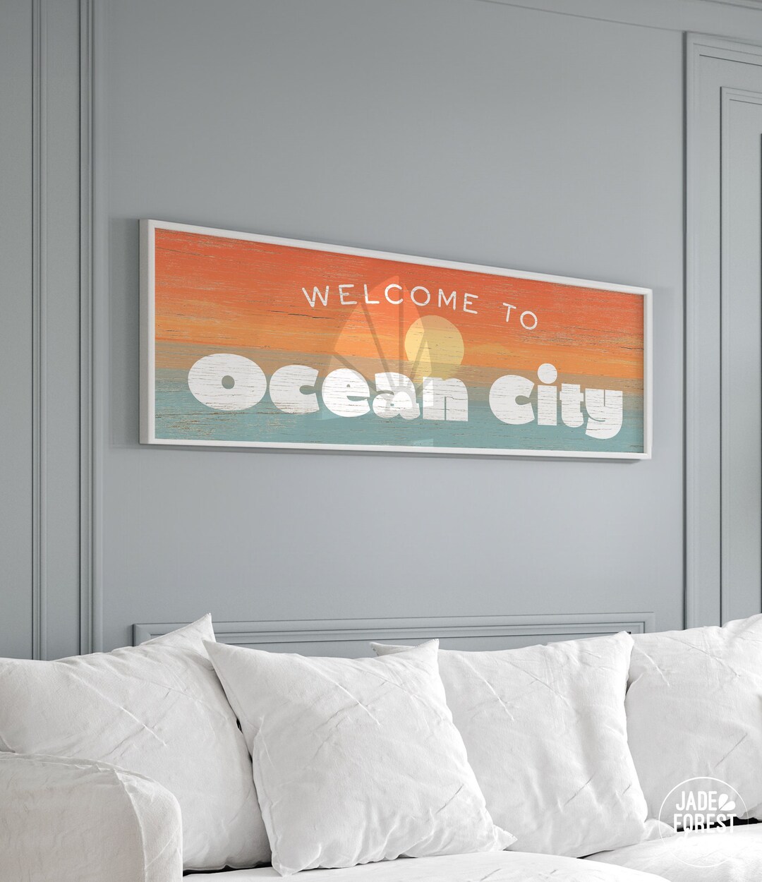 Retro Ocean City Welcome Sign, Custom Beach House Decor, Sunset Beach ...