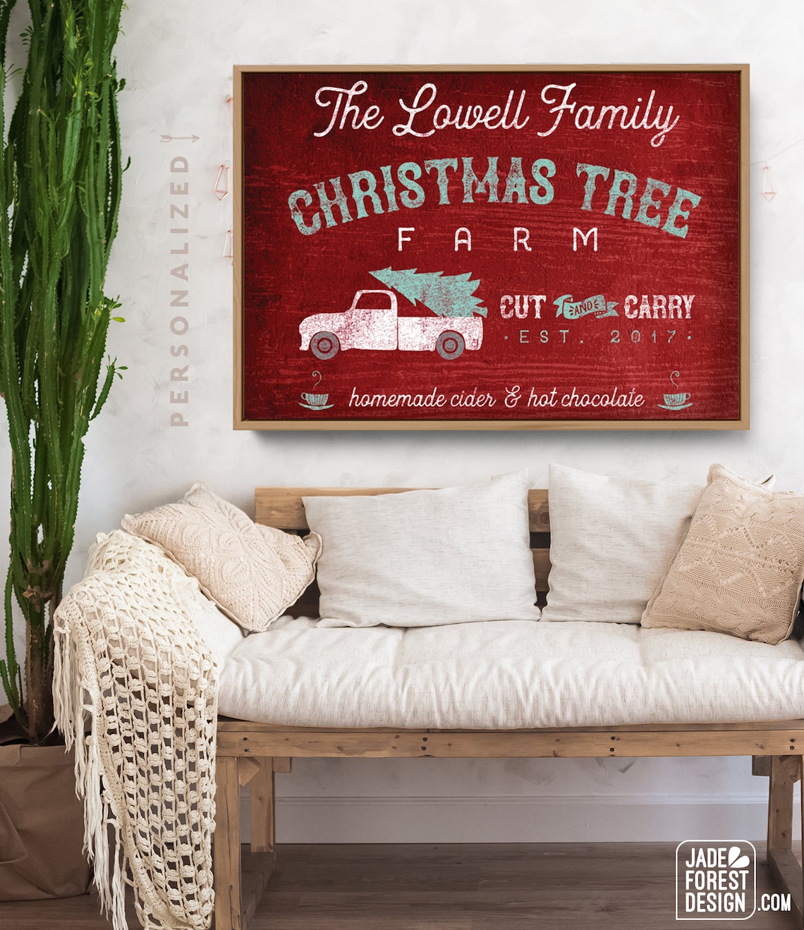 Personalized Christmas Sign canvas or Paper Family Name - Etsy