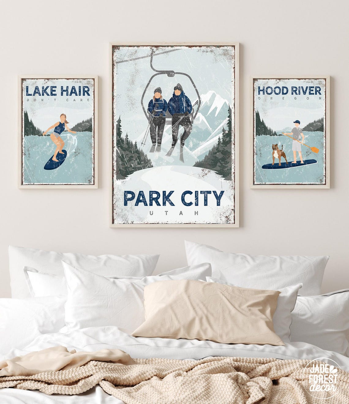 Vintage WAKE & LAKE Sign > Personalized Water Skiing Poster for Lake ...