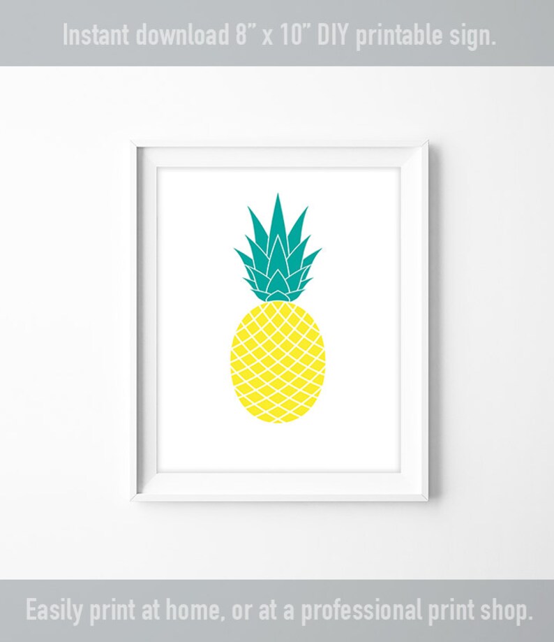 Pineapple Poster, Pineapple Art Printable Poster // Bright Yellow ...