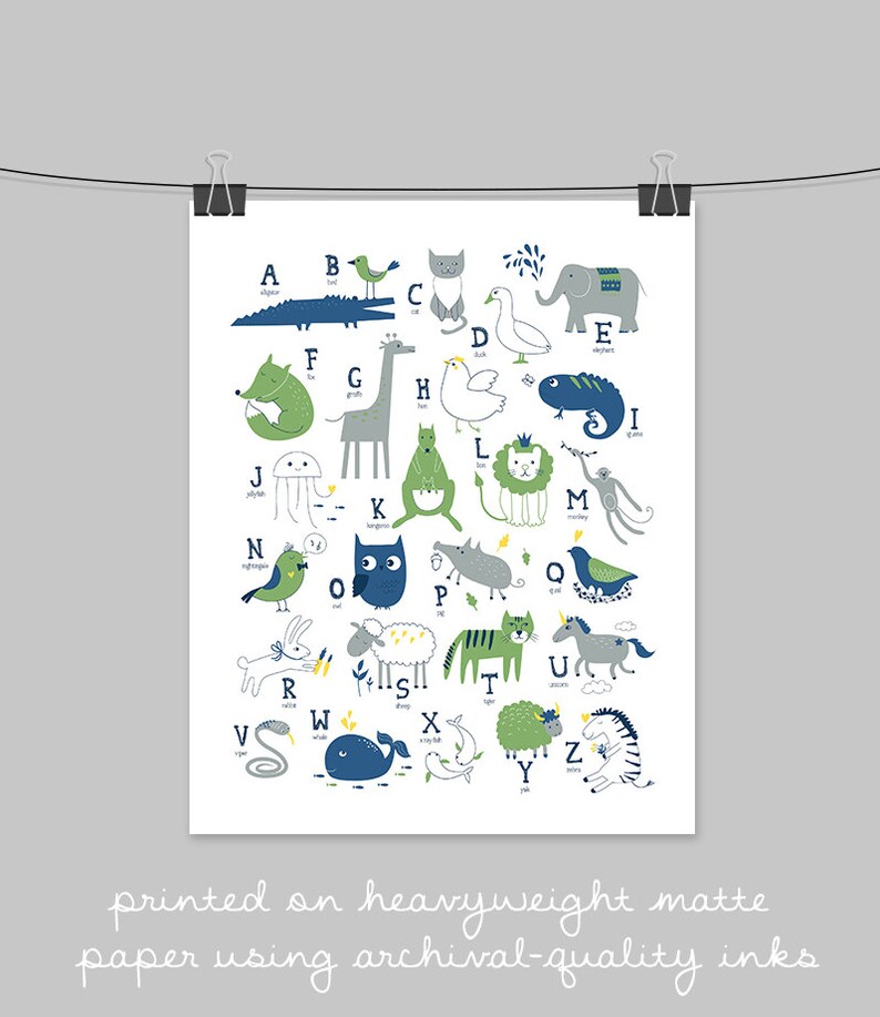 Navy and Green Alphabet Sign / Wall Art Print / Letters - Etsy