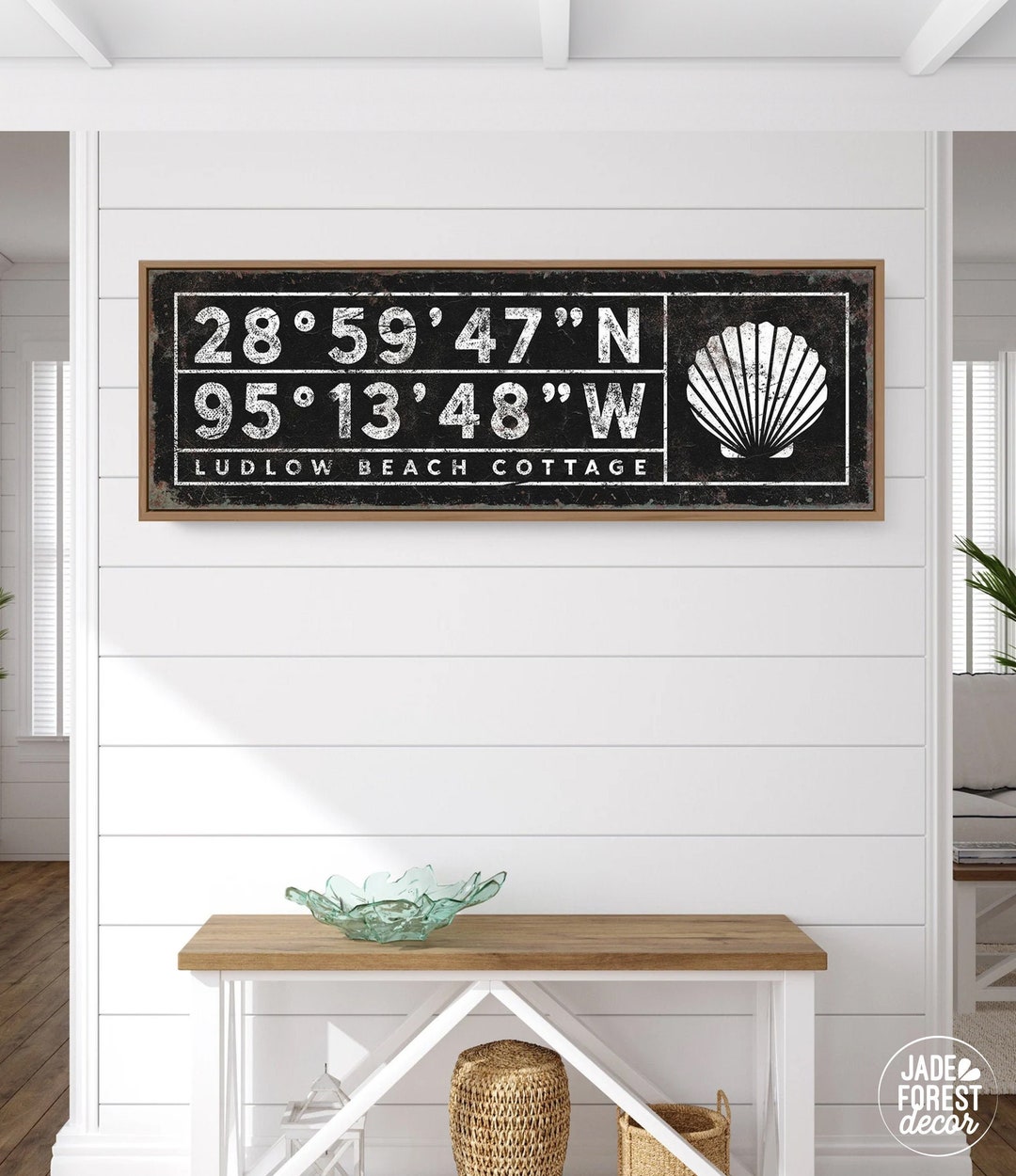 Large BEACH HOUSE Sign With Shell > Vintage Coordinates Sign for Beach ...