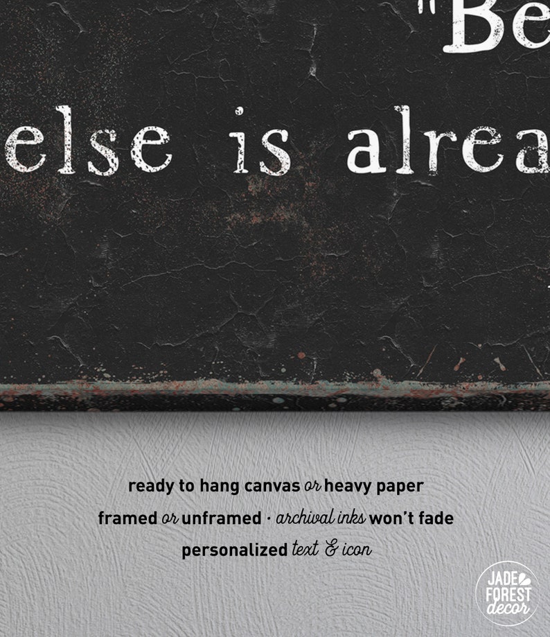 Be Yourself Art Print on Black Vintage Sign With Custom | Etsy