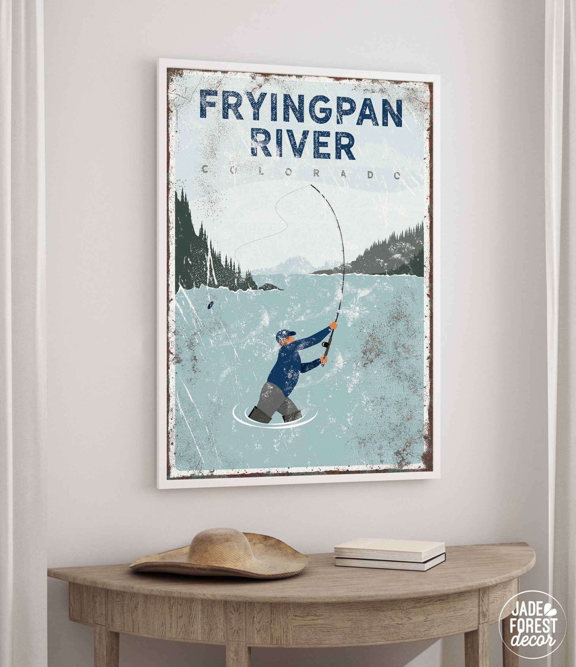 Gone fishing Colorado River poster > custom vintage fly fishing art ...