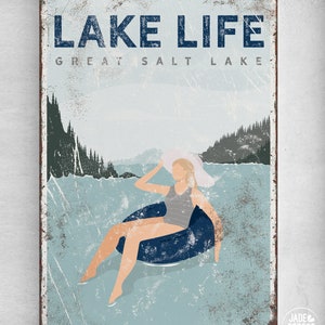 Vintage Lake Superior Sign Custom Coastal Art Print, Vintage Tubing ...