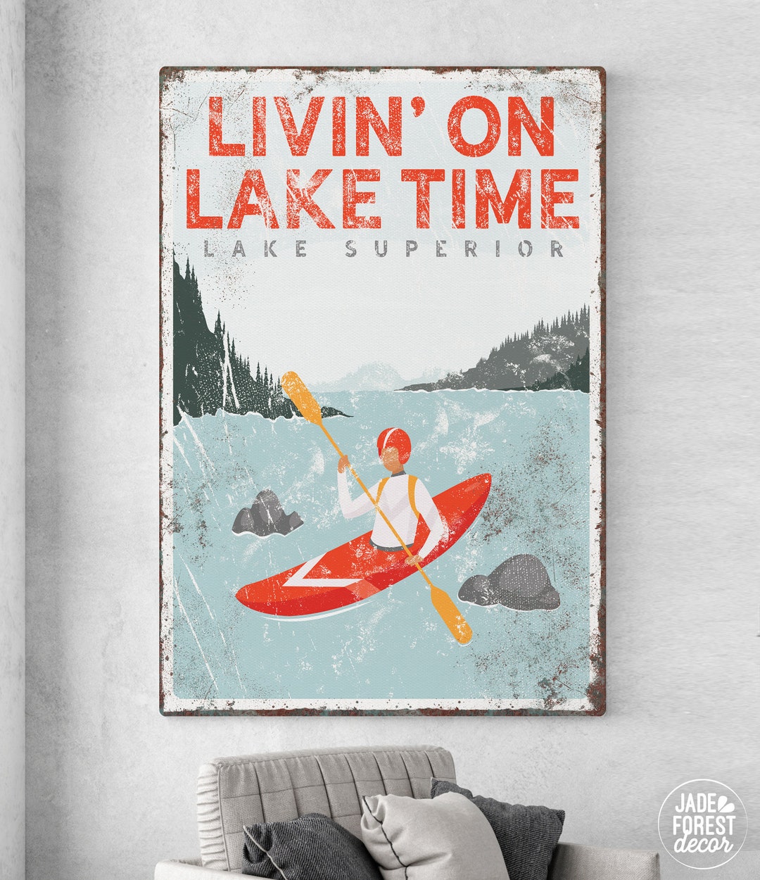 Vintage Livin' on LAKE TIME Sign Personalized Kayak Lakehouse Decor ...