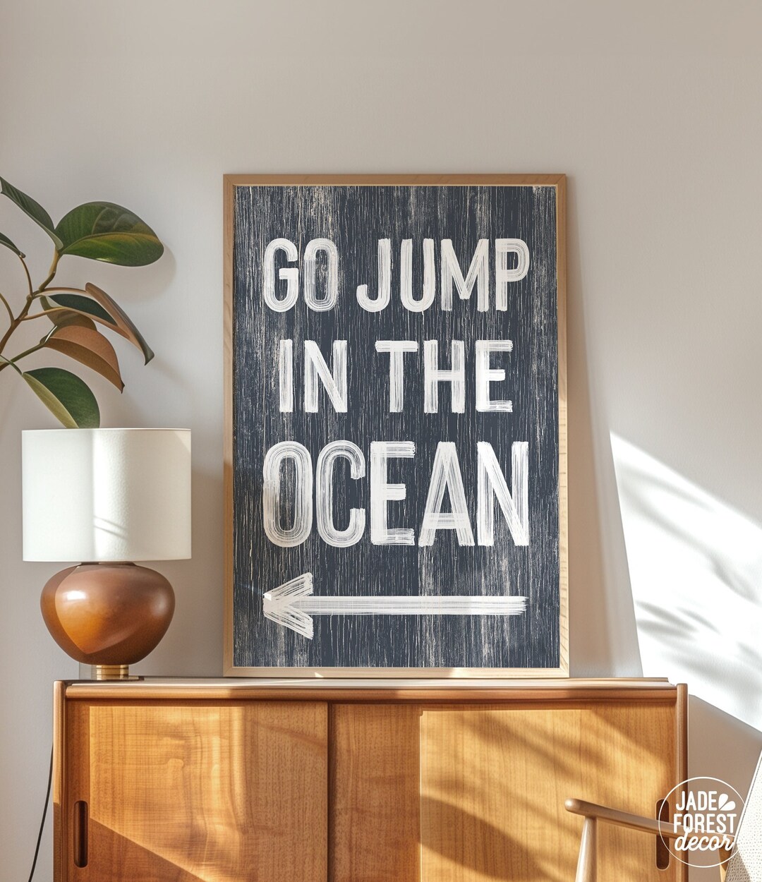 Retro Go Jump in the OCEAN Sign With Left Arrow, Can Be Customized ...