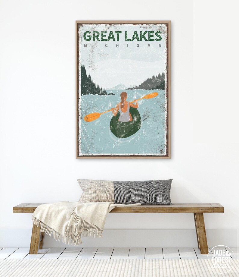 Lake House Wall Art: Custom Kayak Poster - Oversized Rustic Decor - Etsy