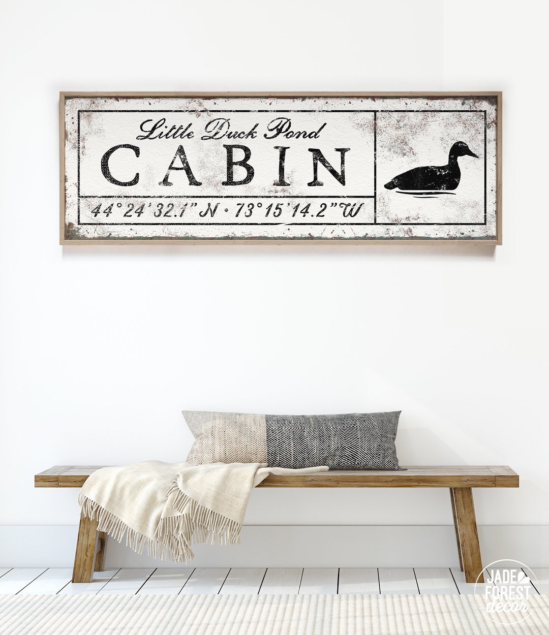 Duck CABIN Sign With Latitude & Longitude > Faux Rusted Cabin Decor ...