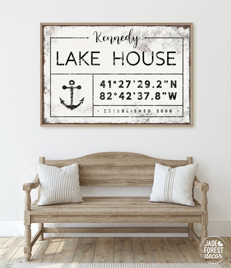 Distressed LAKE HOUSE Sign Personalized Lakehouse Wall - Etsy