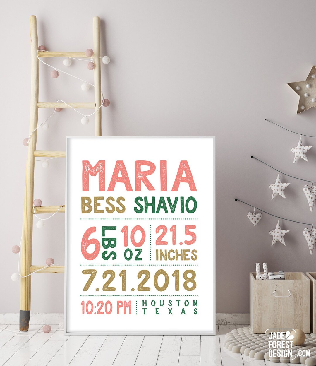 BIRTH STATS SIGN (printable or Canvas Poster) – Tropical Baby Stats ...