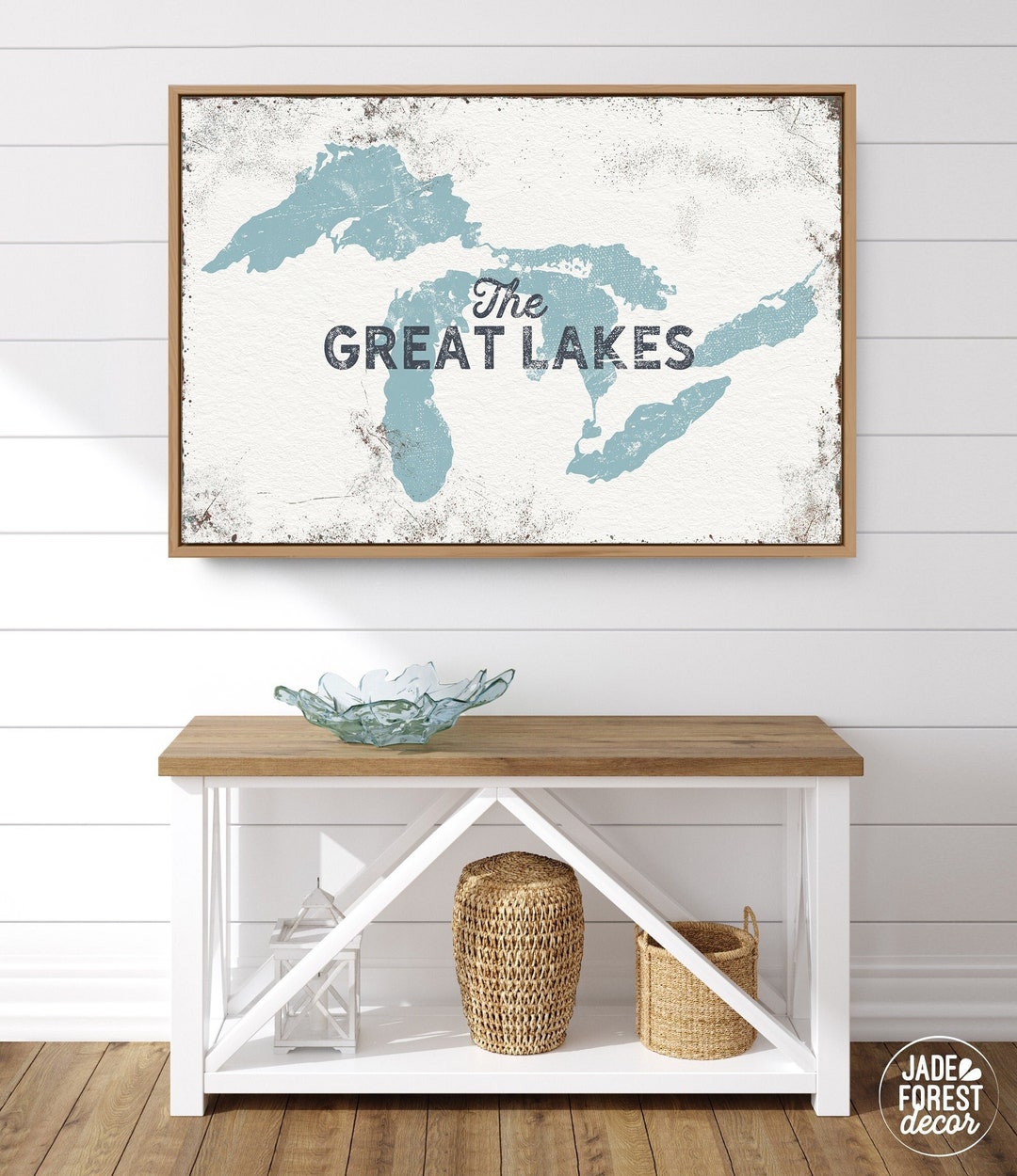 The GREAT LAKES Sign Personalized Framed Canvas Print for Lakehouse ...