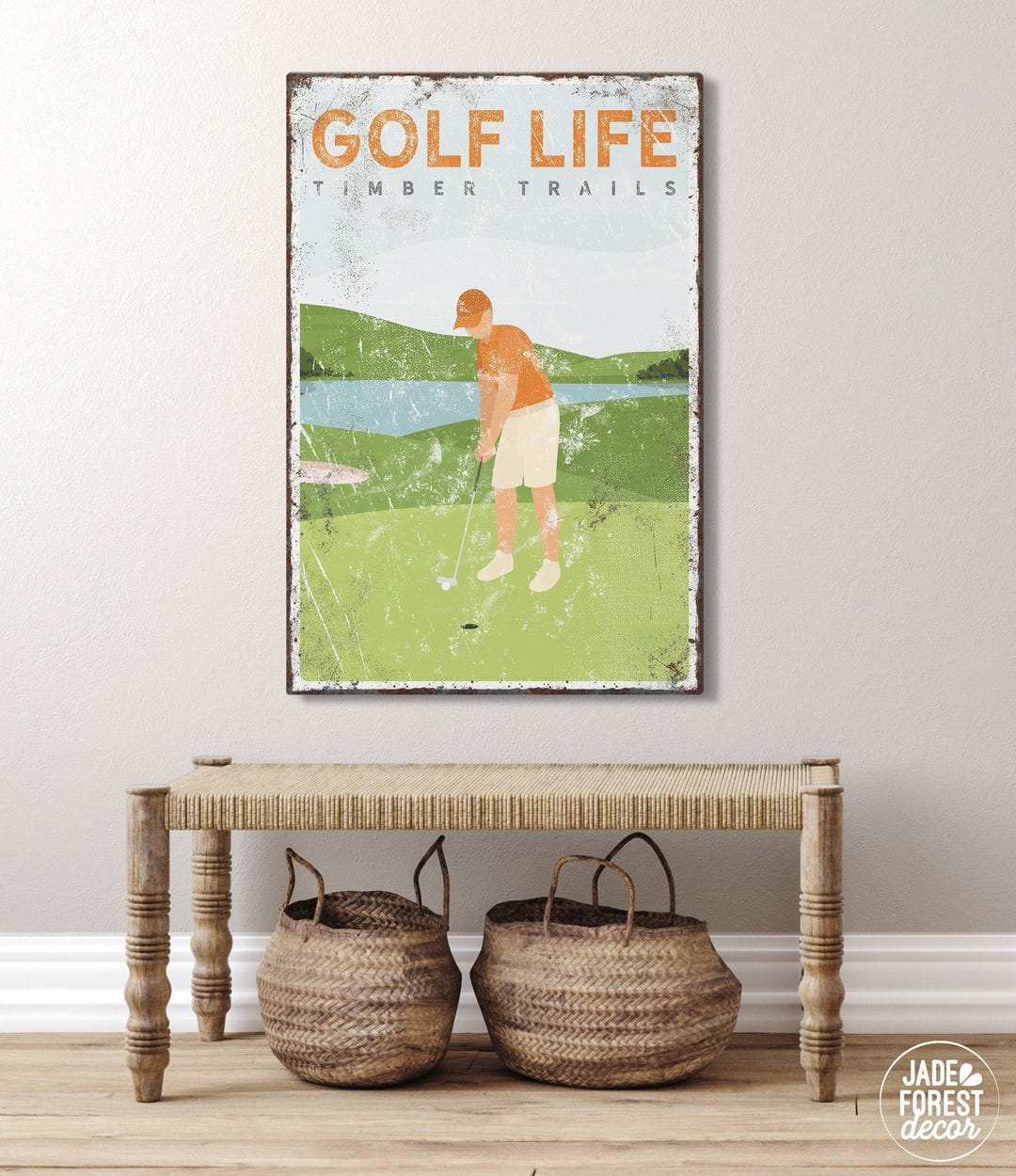Vintage Golf Wall Sign - Custom Text, Distressed Look - Etsy