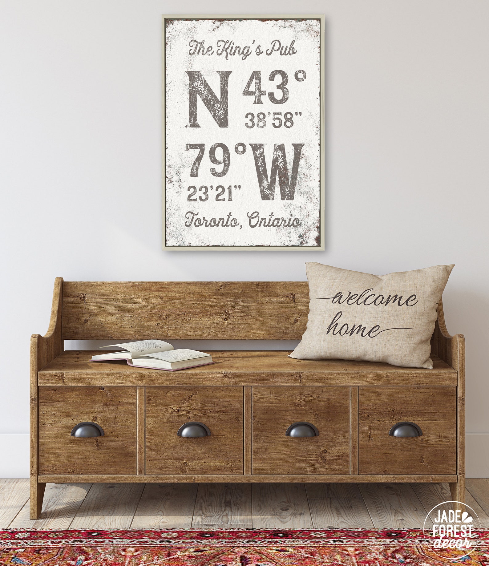 Farmhouse COORDINATES sign personalized last name canvas | Etsy