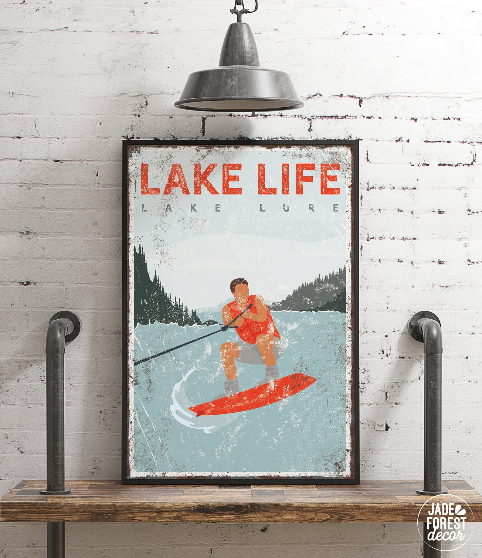 Navy Blue LAKE LIFE Sign Wake Boarding Gift for Him - Etsy