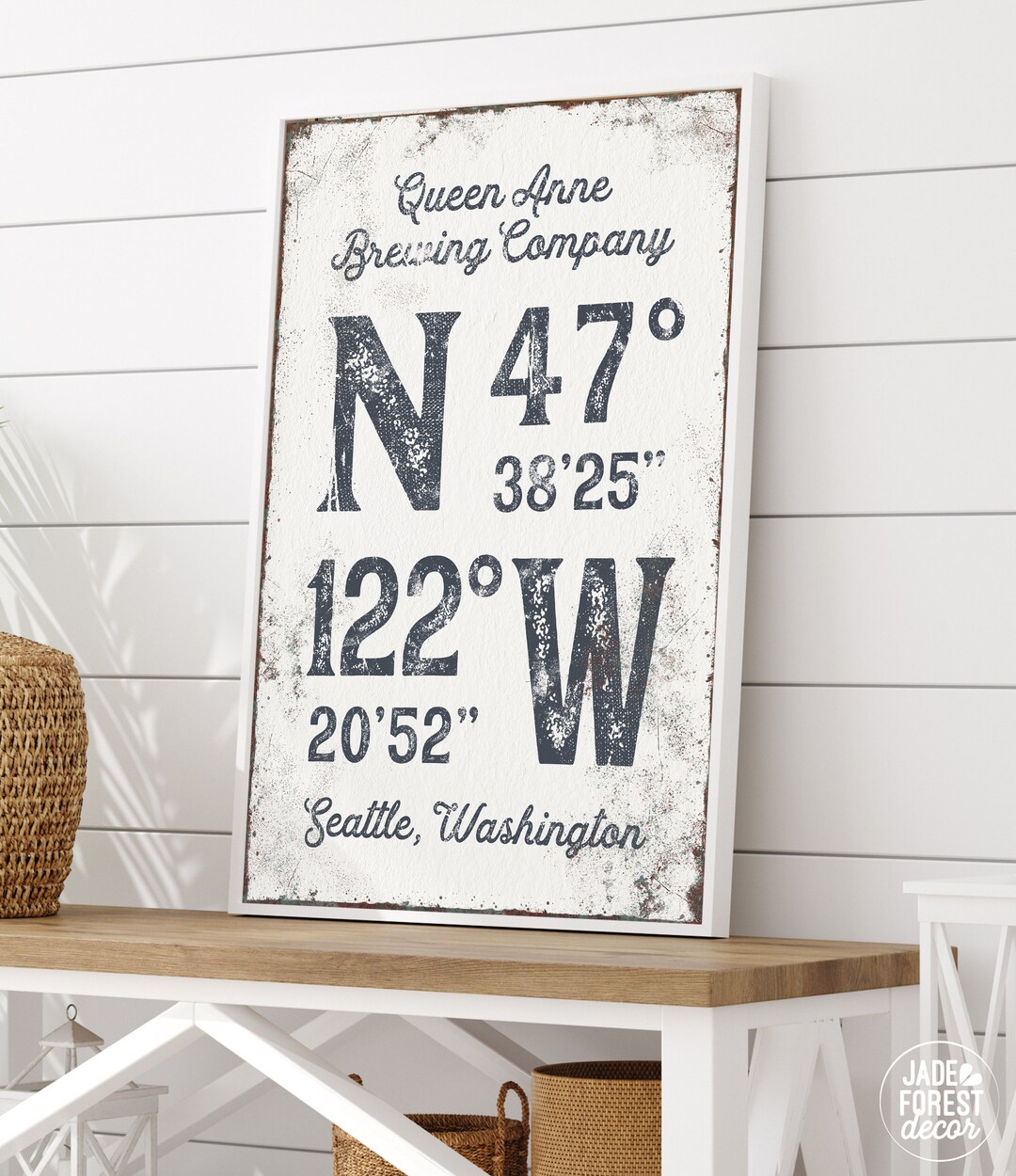 Farmhouse COORDINATES Sign > Personalized Last Name Canvas, Hale Navy ...